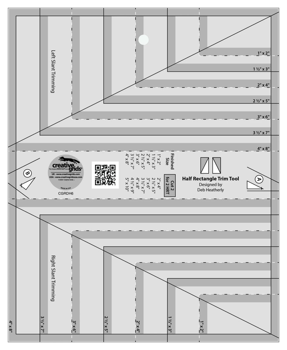 New 2025 Creative Grids Half Rectangle Trim Tool Quilt Ruler # CGRDH6 ...