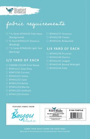 Bluebird Patterns Turtle Migration Quilt Pattern # P100-TURTLE 21 page – Country Quilt Shack LLC